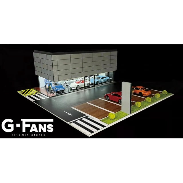 G FANS Diorama 1/64 Car Garage Model LED Lighting City Street View ...