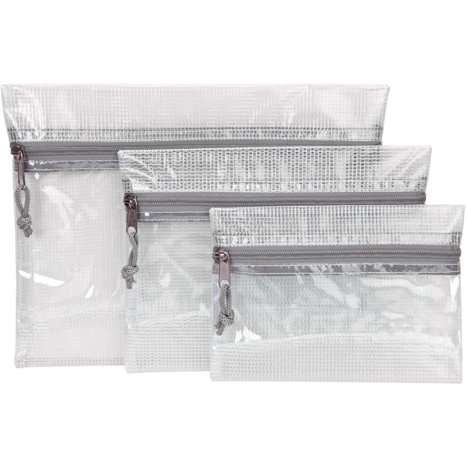 G Force 3-Pack Transparent PVC Travel Pouch Set for Toiletries and ...