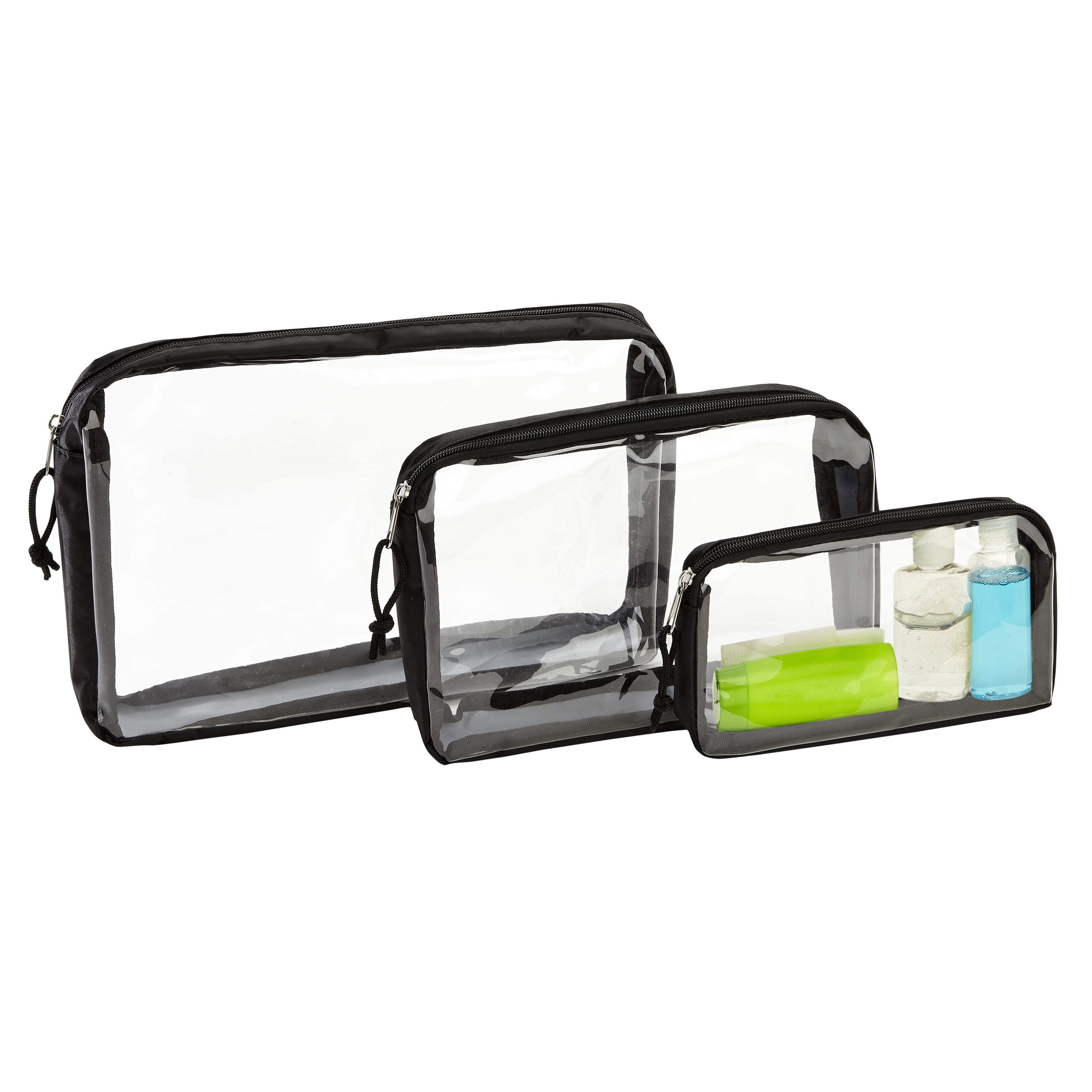 G-Force 3-Piece Black-Clear PVC Travel Organizer Bags - Walmart.com