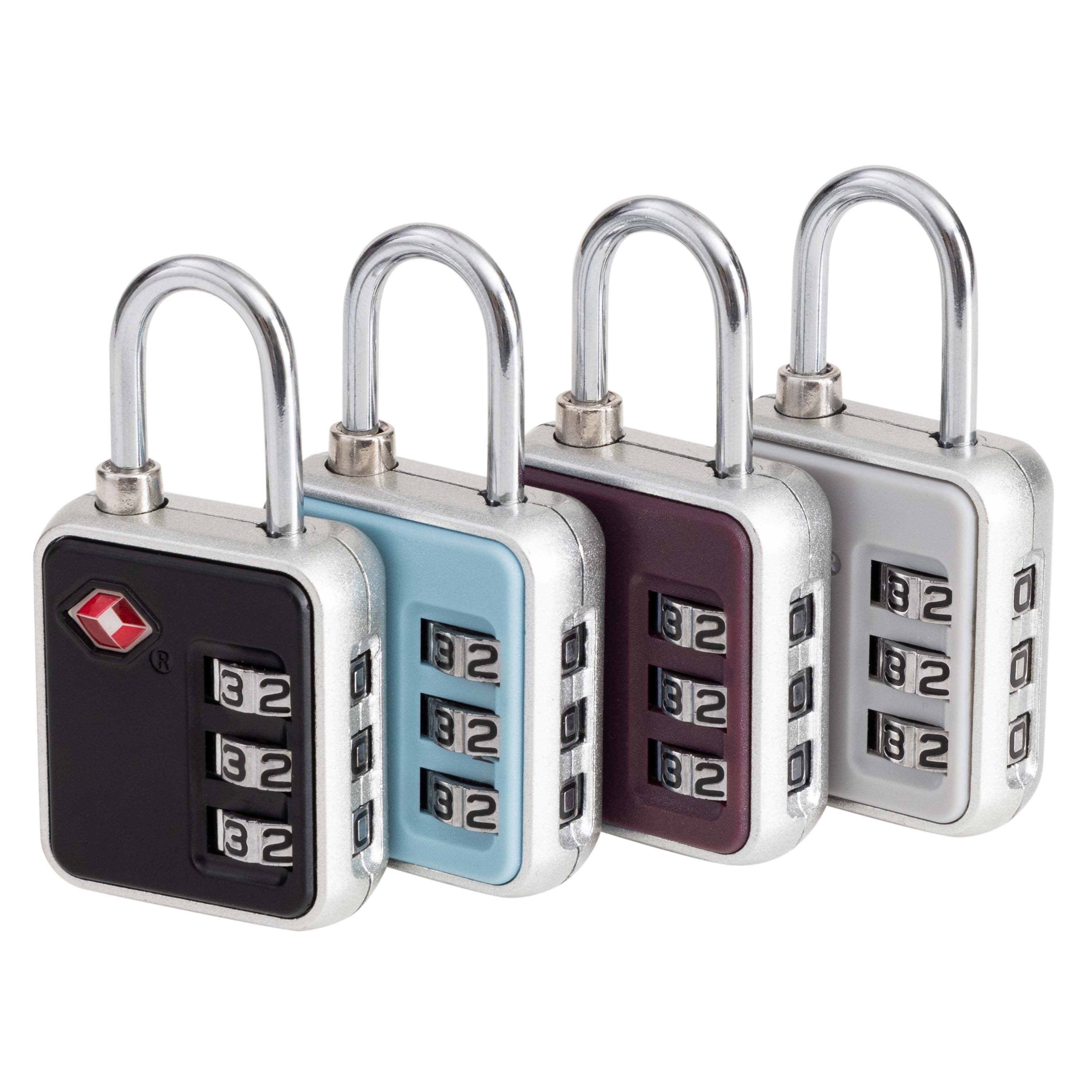 G-Force 4 Pack 3-Dial Luggage Locks, Durable Zinc, Multi Color Set ...