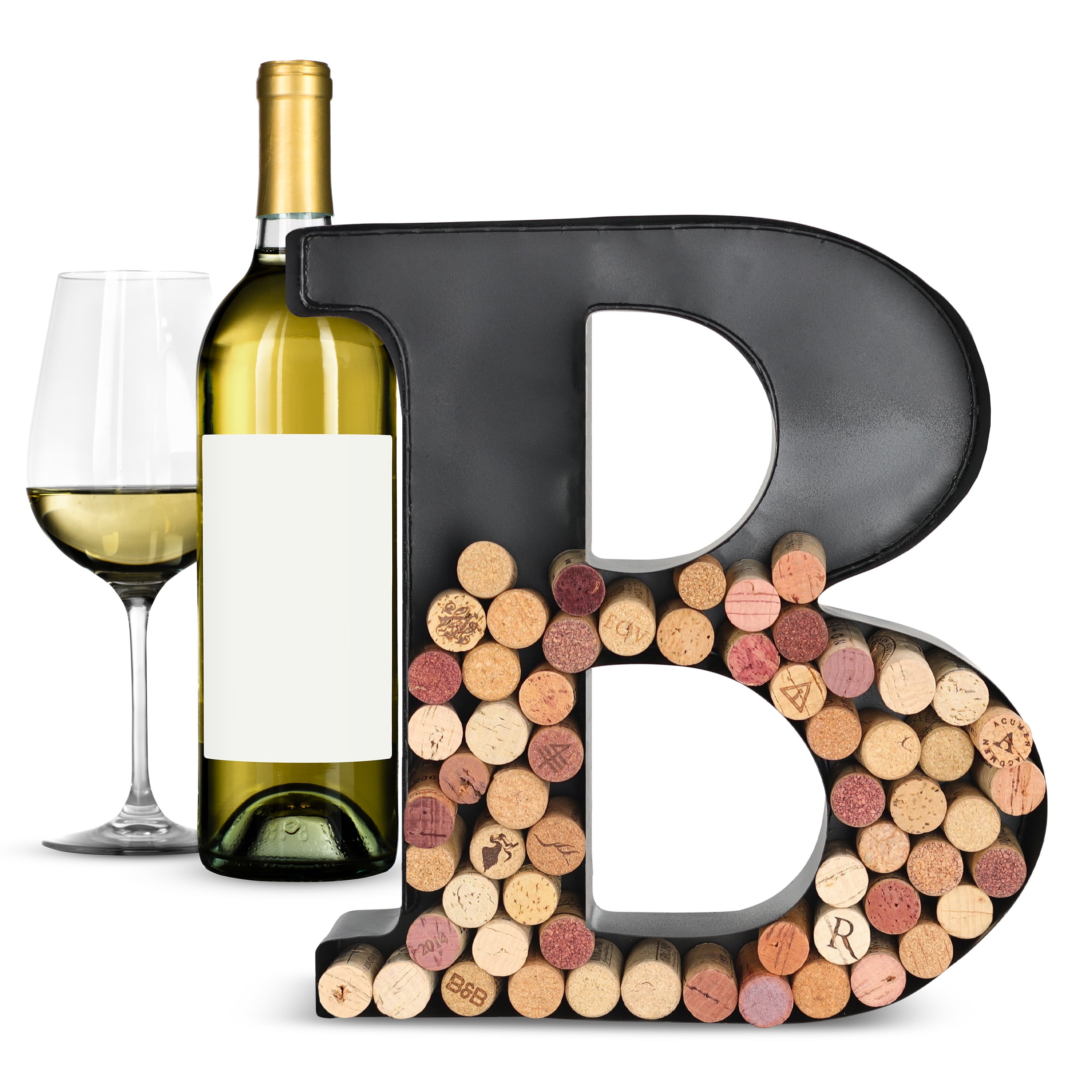 G Francis B-Shaped Letter Wine Cork Holder Decor Metal Container for ...