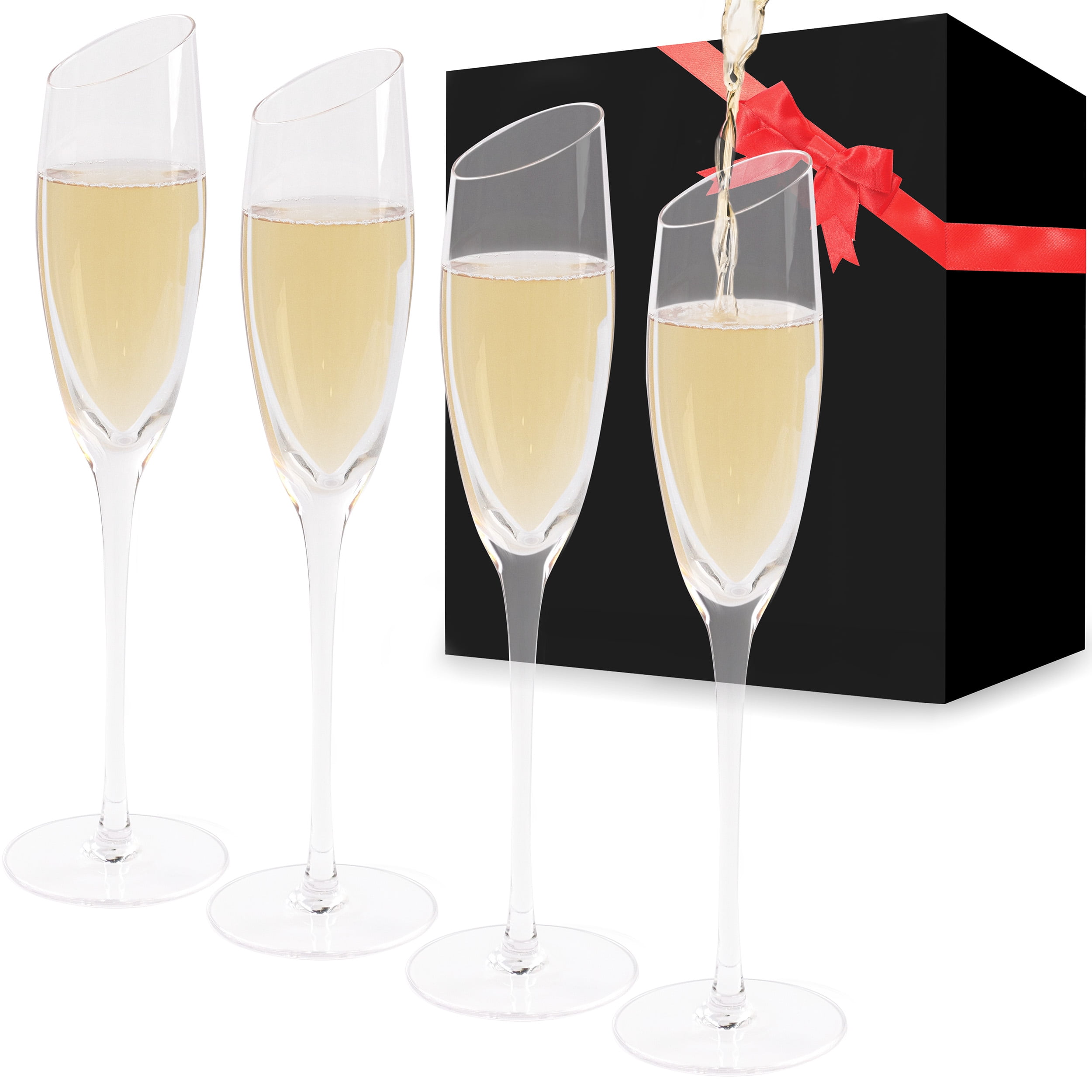 G Francis Champagne Flutes Set - 4pk Tall Slanted Edge Champagne Flute ...