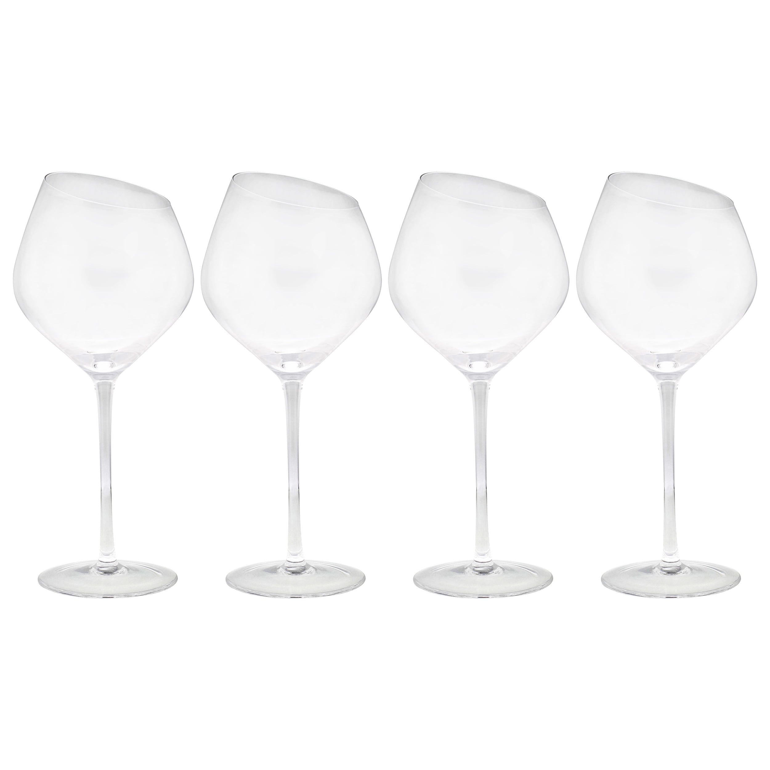 G Francis Large 'Red Wine' Wide Glasses Set of 4 with Slanted Rim ...