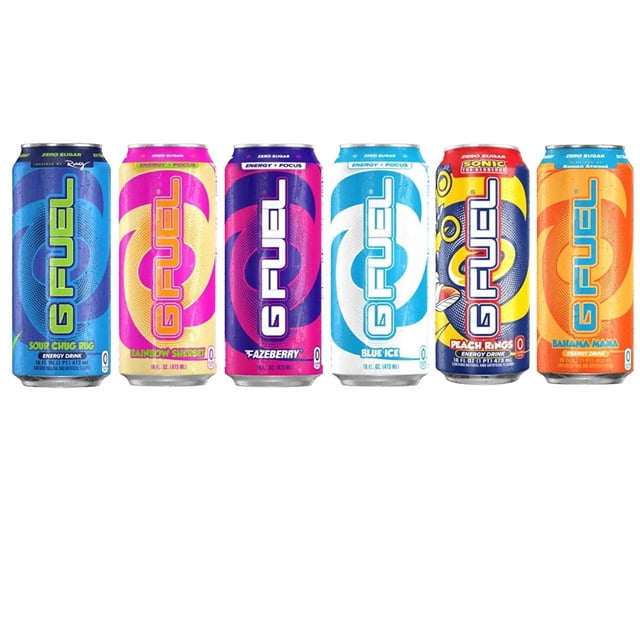 G Fuel Zero Gamer Energy Drink, 16oz Cans, 12 Pack, 6 Flavor Variety ...