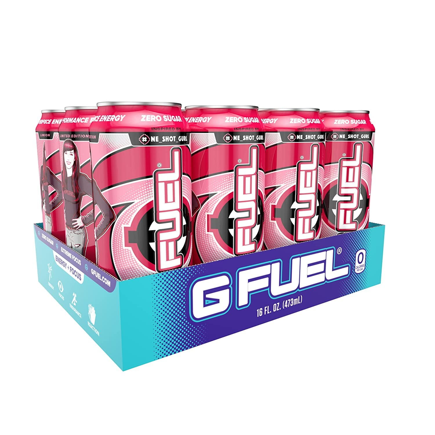 G Fuel OneShotGurl's Strawberry Slushie Energy Drink, 16 oz can, 12 ...