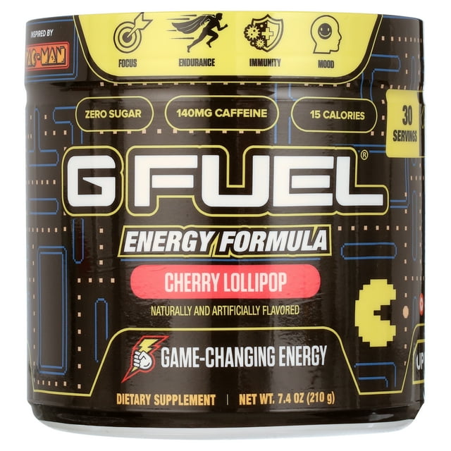 G Fuel Pac-Man Energy Supplement Powder, Cherry Lollipop Flavor, 30 ...