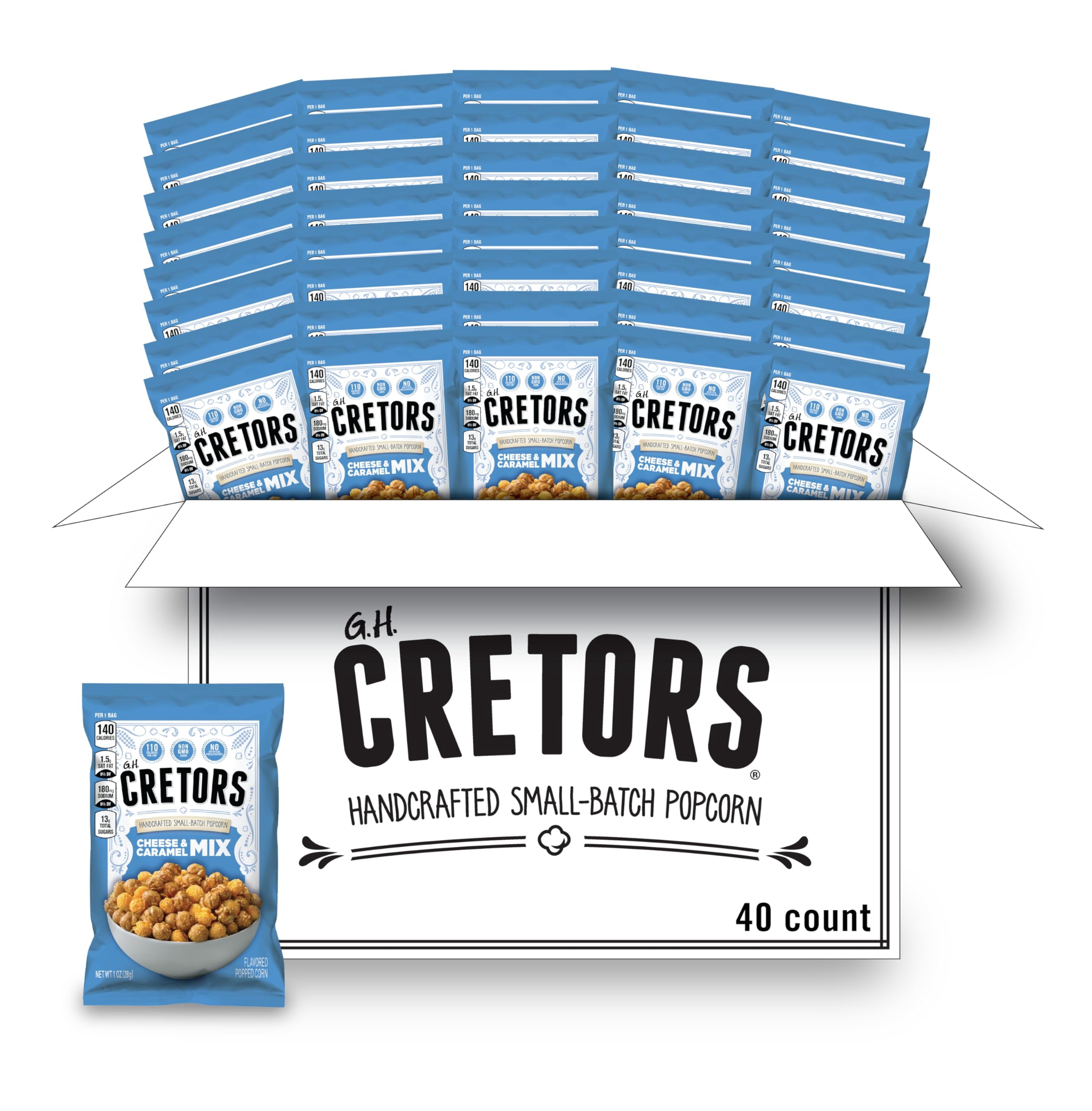 G.H. Cretors Cheese & BCF26 Caramel Popcorn Mix (1 oz Bags - 40 Pack ...