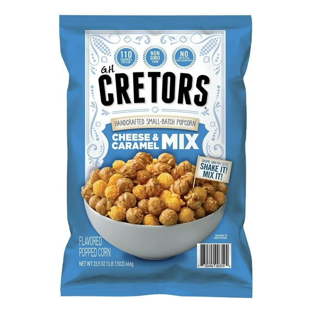 G.H. Cretors Cheddar Cheese and Sweet Caramel Popcorn Mix, Crunchy and ...