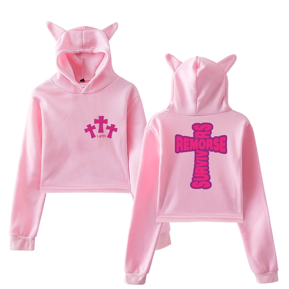 G Herbo Merch Cross Girl's Cute Cat Ear Cropped Pullover Hoodie Hooded ...