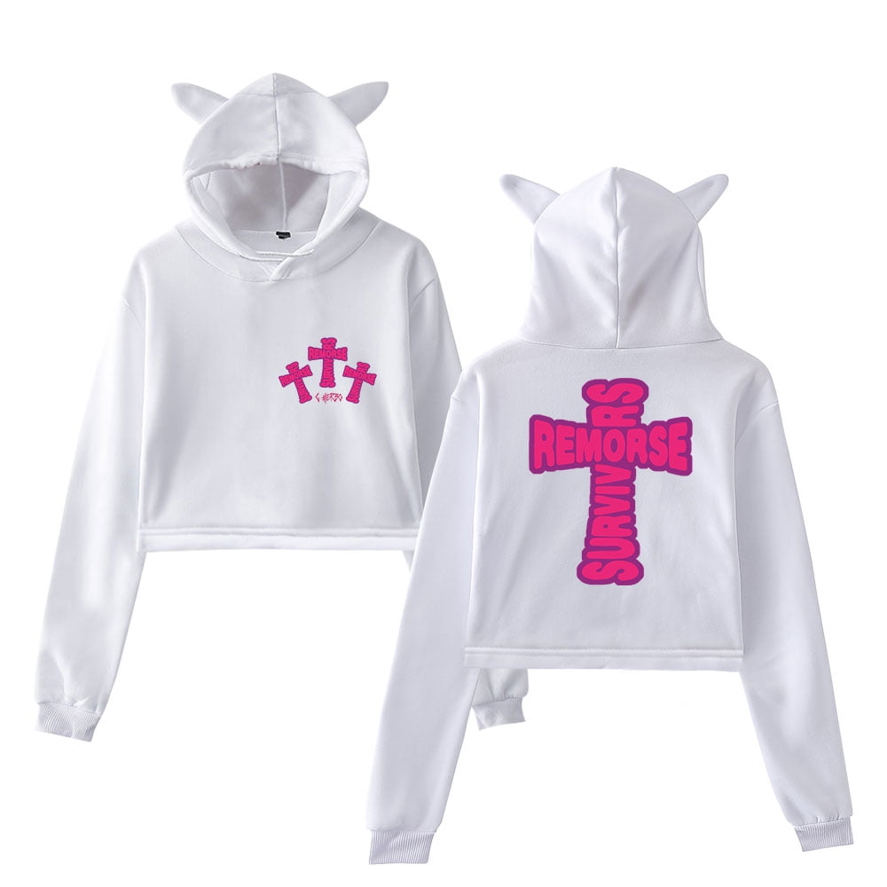 G Herbo Merch Cross Girl's Cute Cat Ear Cropped Pullover Hoodie Hooded ...