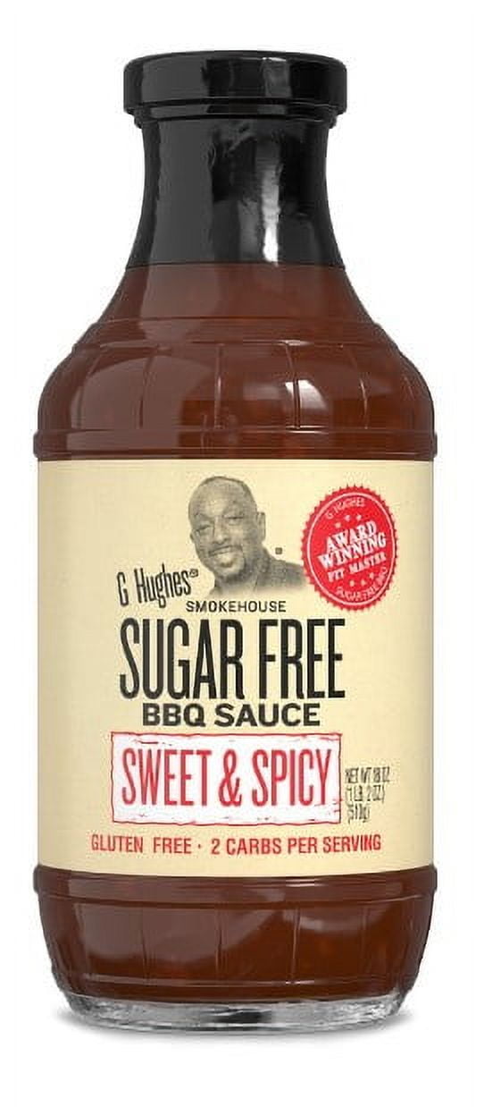G Hughes Smokehouse BBQ Sauce, Sugar-Free Sweet & Spicy, Gluten-Free, 18 oz - Walmart.com