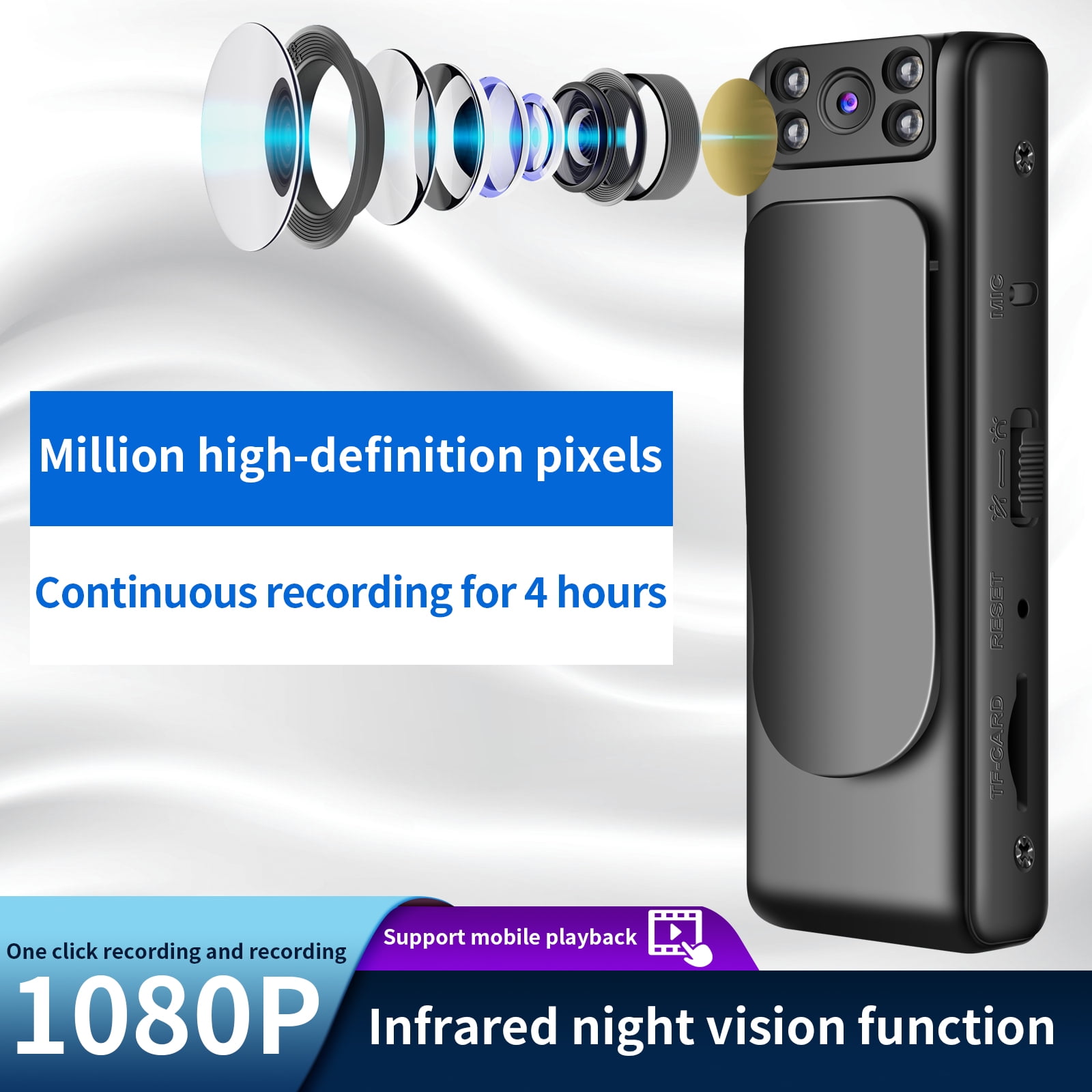 G JGOO 128G Mini Body Camera, 1080P Motion Activated Video Recorder ...