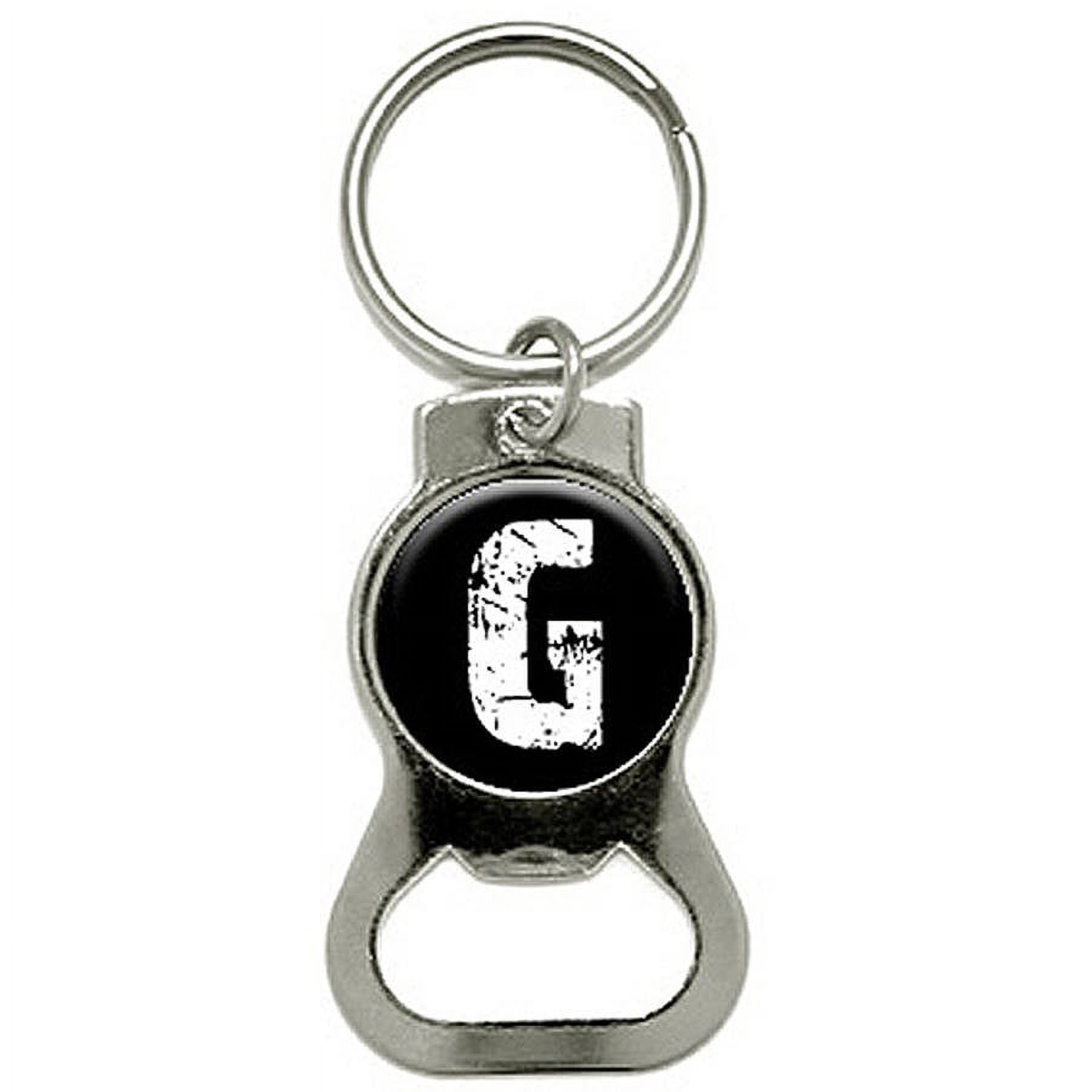 G Letter Black White Distressed Bottle Cap Opener Keychain Ring ...