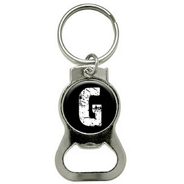 G Letter Black White Distressed Bottle Cap Opener Keychain Ring ...