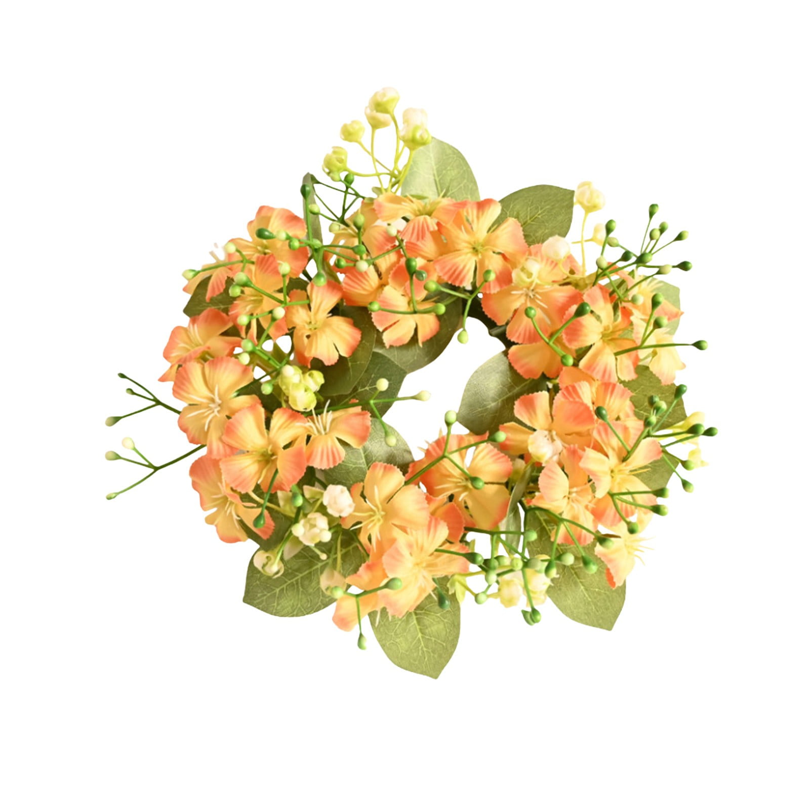 G Orange Tone Artificial Flower Candle Ring Brings Warm Vibrant Accent ...