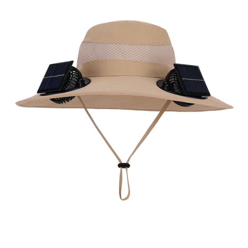 G Outdoor Solar Charging Hat Built In Fan Wide Brim Summer Fishing Sun ...