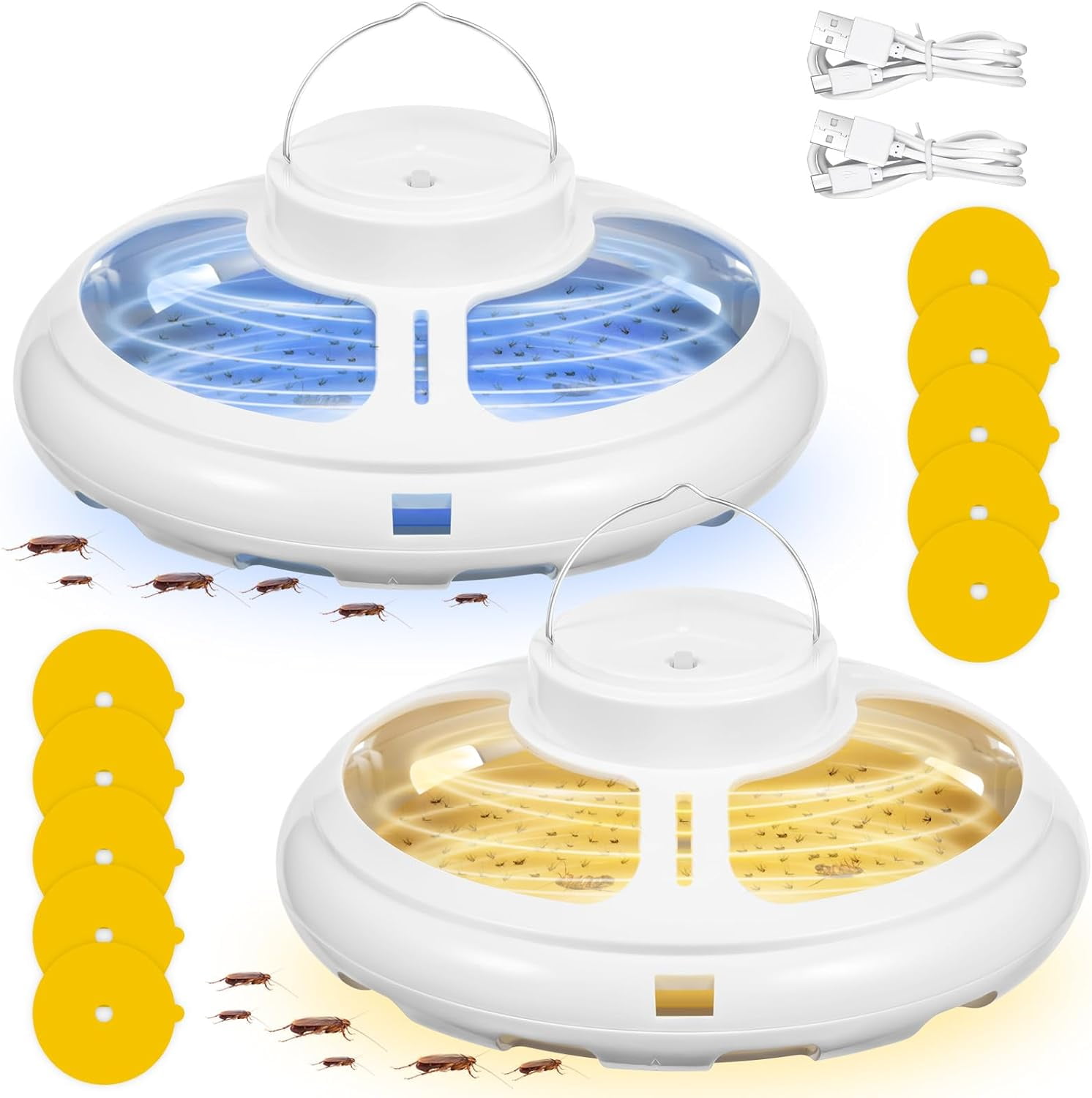 G·PEH 2 Pack Flea Traps for Inside Your Home, Flea Trap with 10 Flying ...