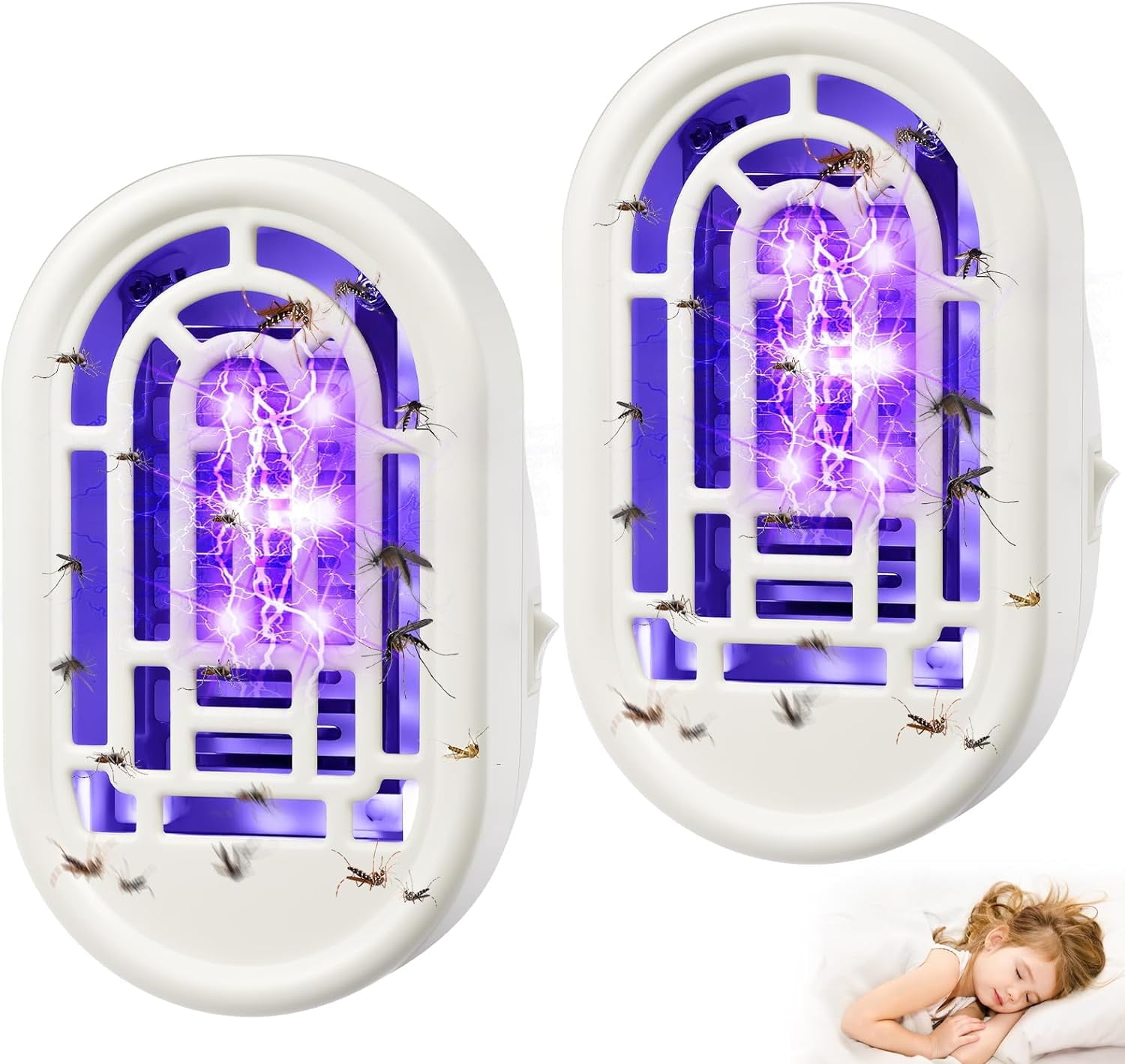 G·PEH 2 Plug-in Fly Zapper, Purple Light Trapping Purple Mosquito Trap ...