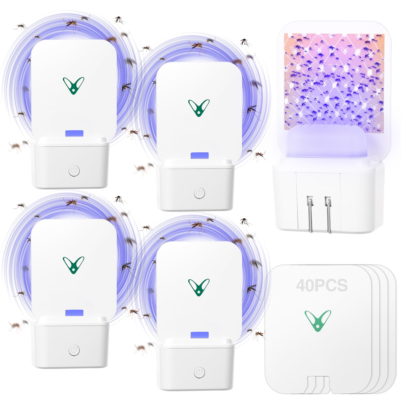 G·PEH 4 Pack Indoor Mosquito Trap White ABS Material UV Light Insect ...