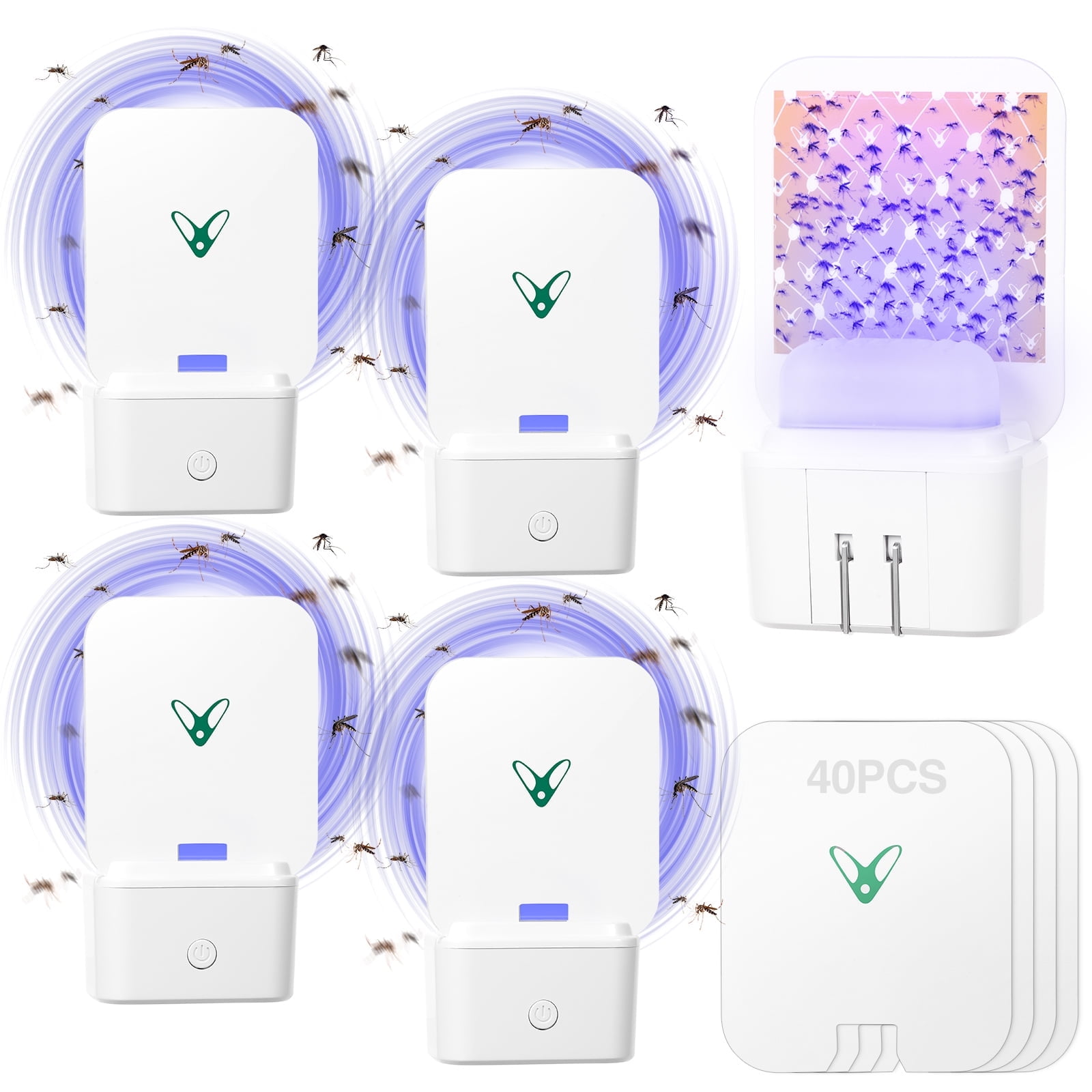 G·PEH 4 Pack Indoor Mosquito Trap White ABS Material UV Light Insect ...