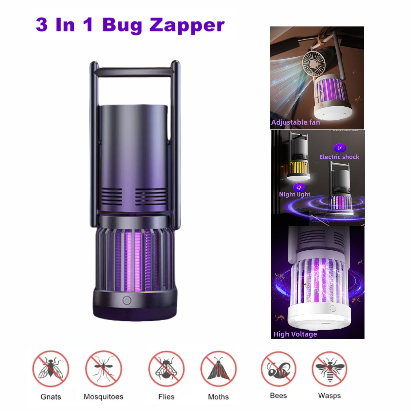 G · PEH Bug Zapper, Outdoor & Indoor Rechargeable Mosquito Killer Lamp ...
