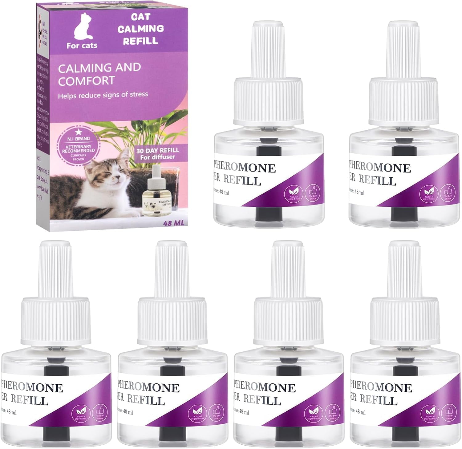 G · PEH Cat Pheromones Calming Diffuser Refill, Plug in 6 Pack Cat ...