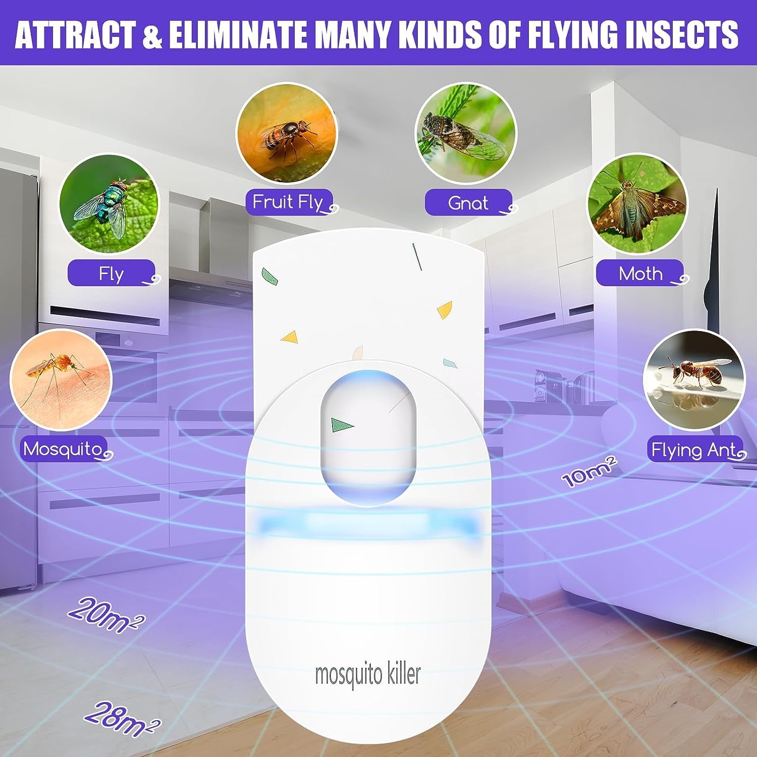 G·PEH Electric Flying Insect Trap Plug-in Mosquito Trap Gnat Killer ...
