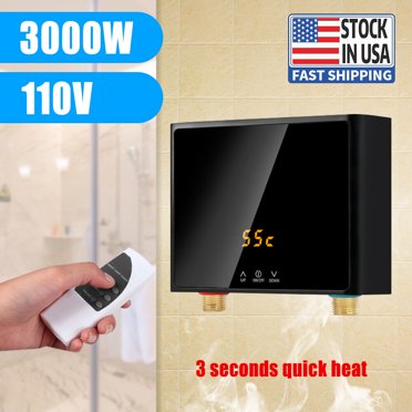 Miumaeov 110V 3500W Mini Electric Tankless Instant Hot Water Heater with Shower Head for Home ...