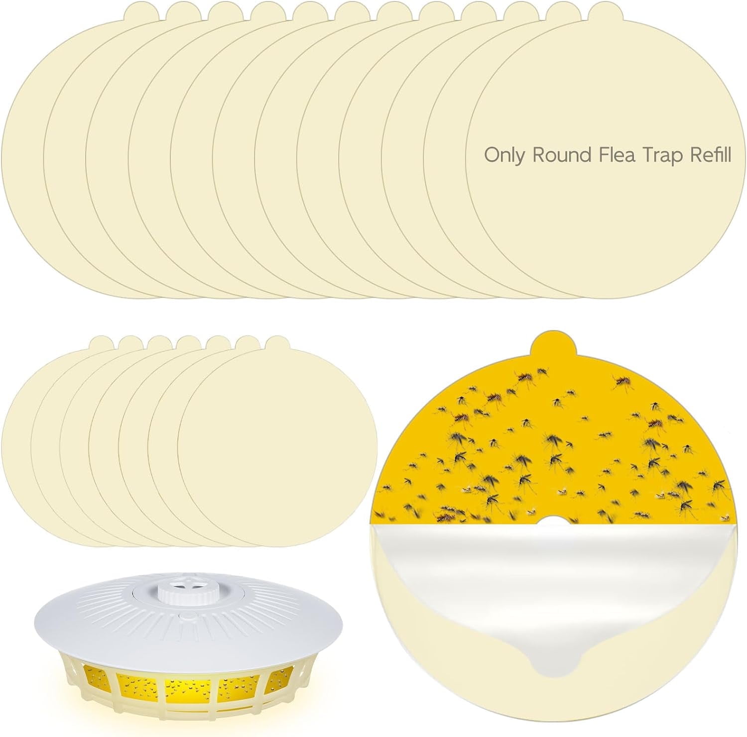 JLLOM Flea Trap Replacement 20 Pack Yellow 4.95" Sticky Pad Refills ...
