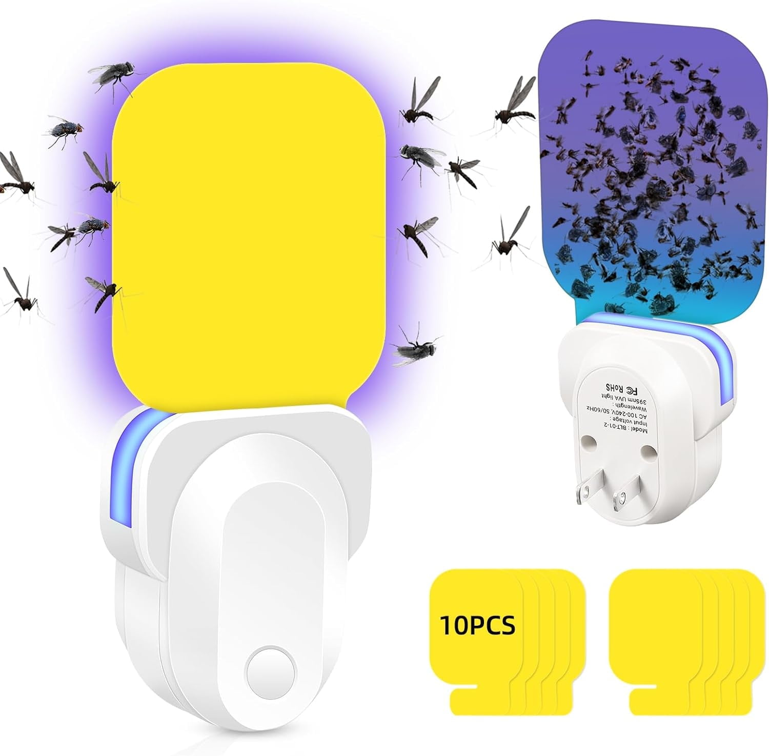 G·PEH Indoor Flying Insect Trap, Includes 10 Refills Powerful Bug Light ...