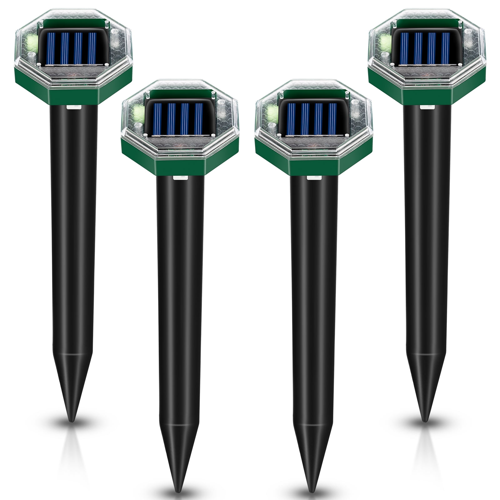 G·PEH Mole Repellent, 4 Pack Solar Powered Ultrasonic Stakes ...