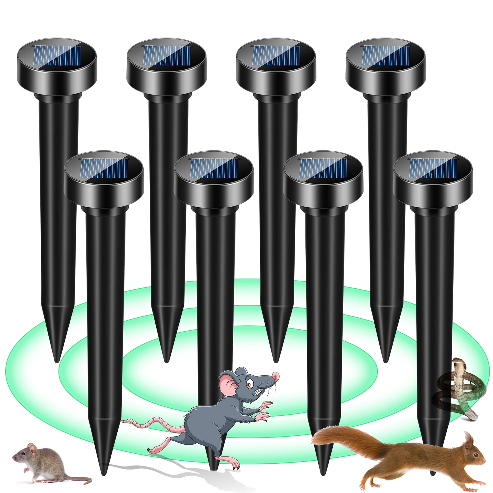 G · PEH Mole Repellent, 8 Pack Solar-Powered Outdoor Waterproof ...