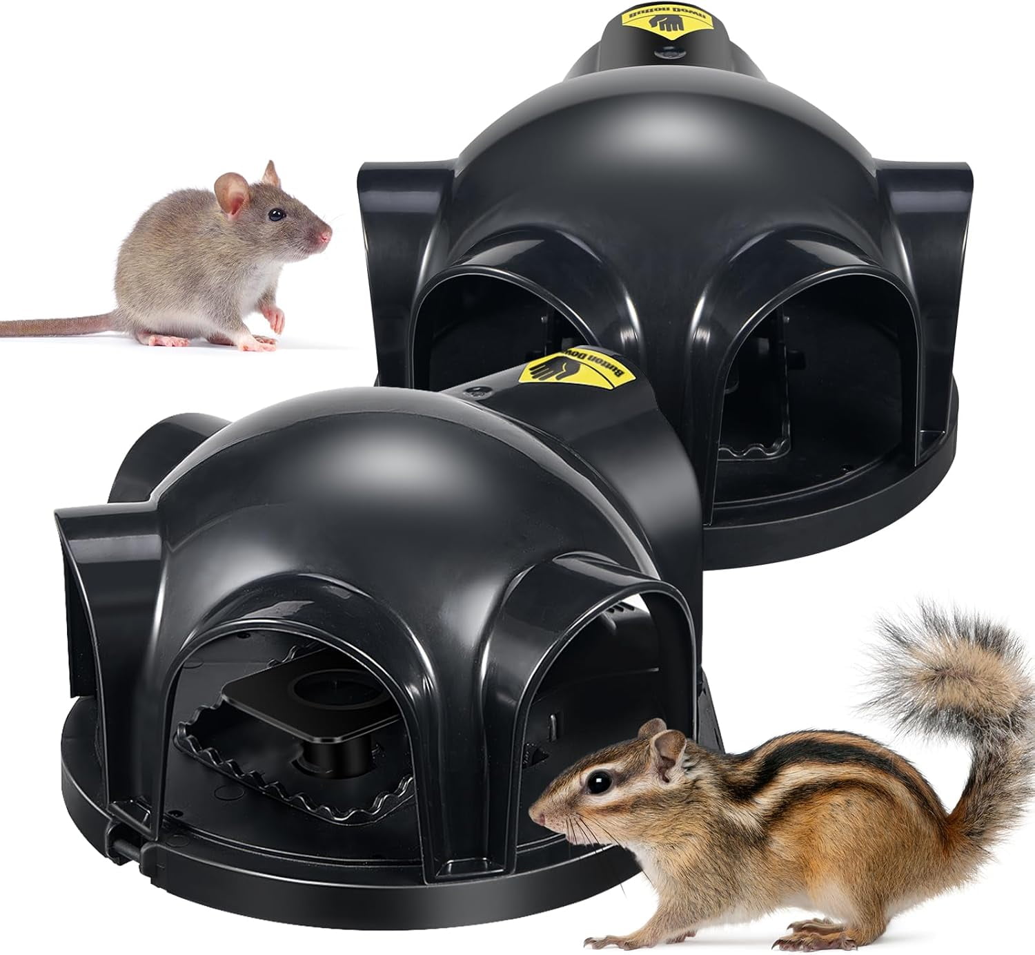 G · PEH Mouse Trap, 2 Pack Reusable Rat Snap Traps with Tunneled Design ...