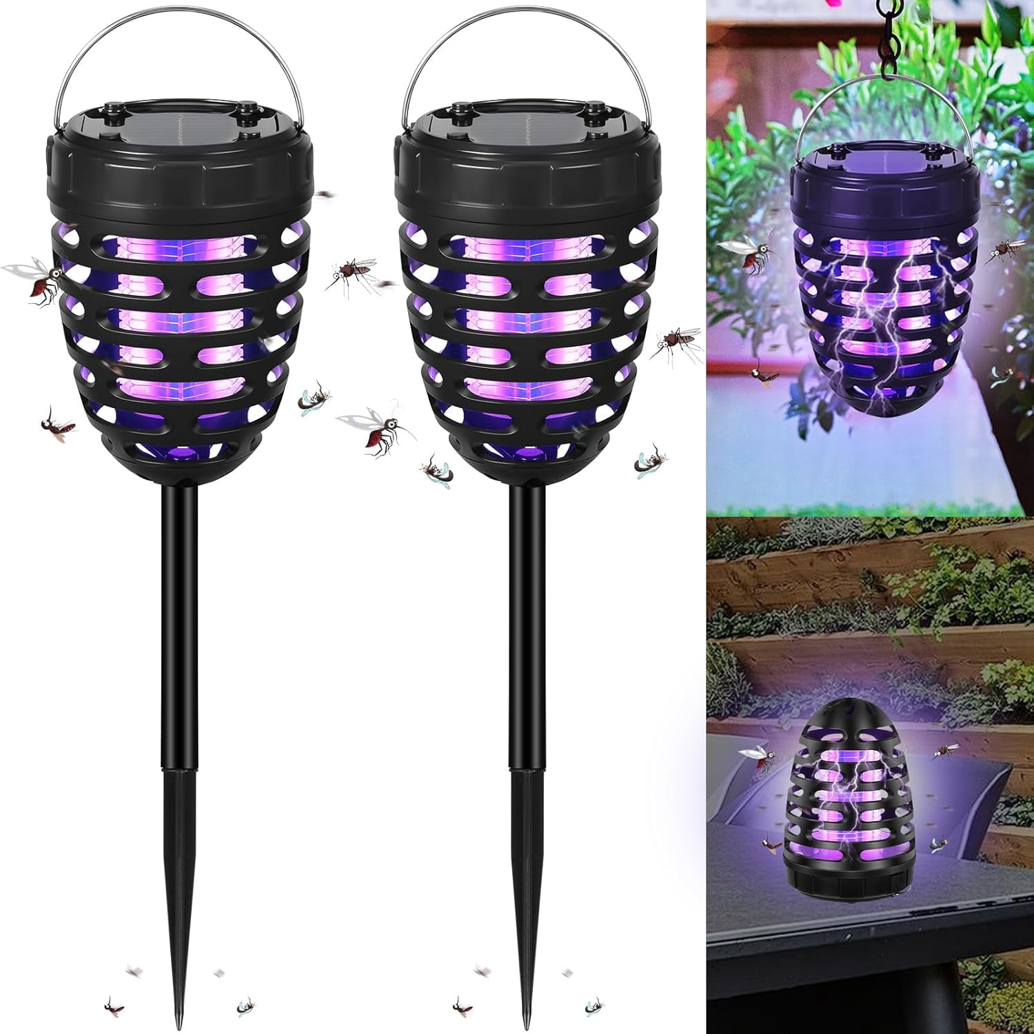G·PEH Solar Bug Zapper, Outdoor 2 in 1 Mosquito Repellent Lamp for ...