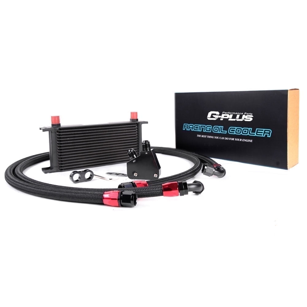 16 Row Universal AN10 Aluminum Engine Transmisson Oil Cooler Kit + Oil ...