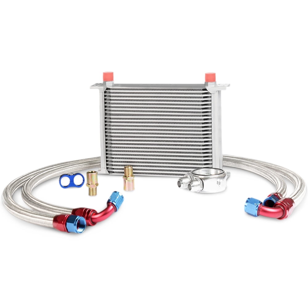 25 Row AN10-10AN Universal Engine Transmission Oil Cooler Kit + Oil ...