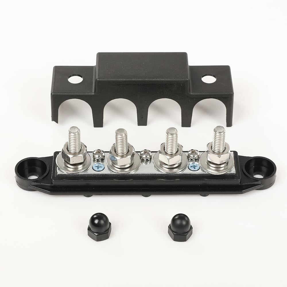 Black 4 Post Busbar Bus Bar Power Distribution Block 12V 250A With ...