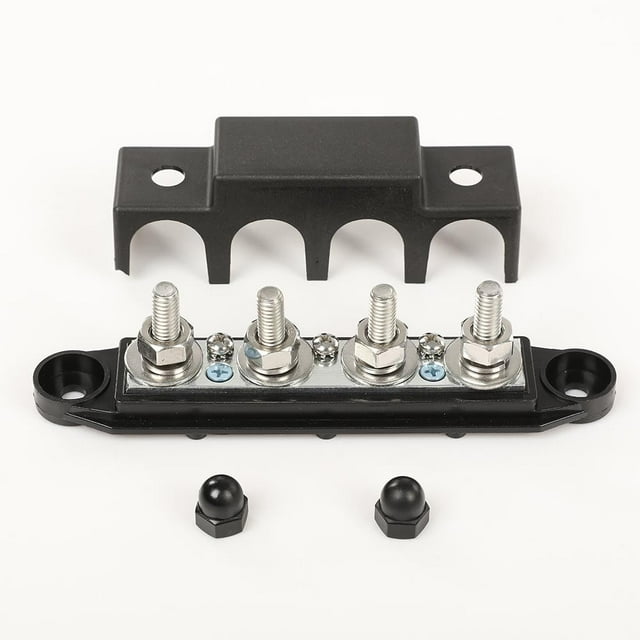 Black 4 Post Busbar Bus Bar Power Distribution Block 12V 250A With ...