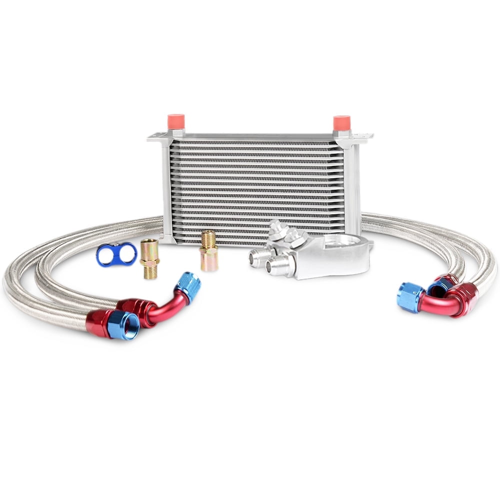 AN10-10AN 19 Row Engine Oil Cooler (silver, 19 Row English-style B ...