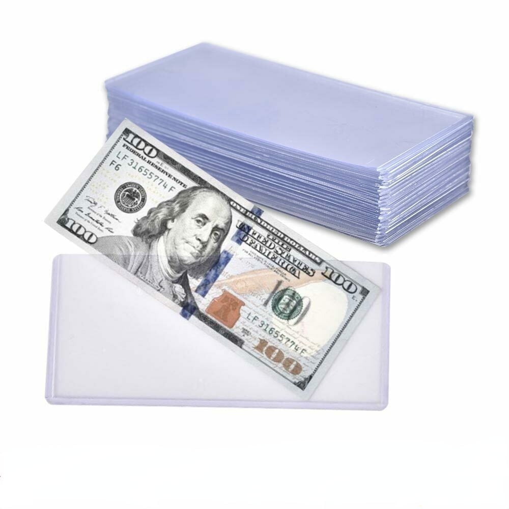 G-Plus Clear Large Currency Topload Holders, 25Pcs PVC Protector Money ...