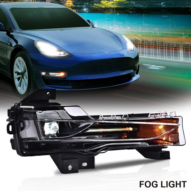 G-Plus Fog Light Fit for 2017-2023 Tesla 3/2020-2023 Tesla Y Amber DRL ...