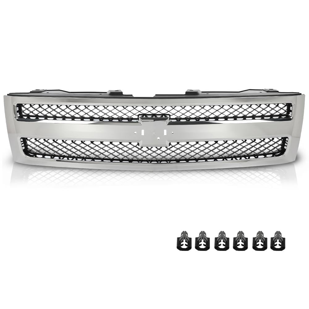 Grille Silver w/Black Insert Fit for Chevy Silverado 1500 Hybrid 2009 ...