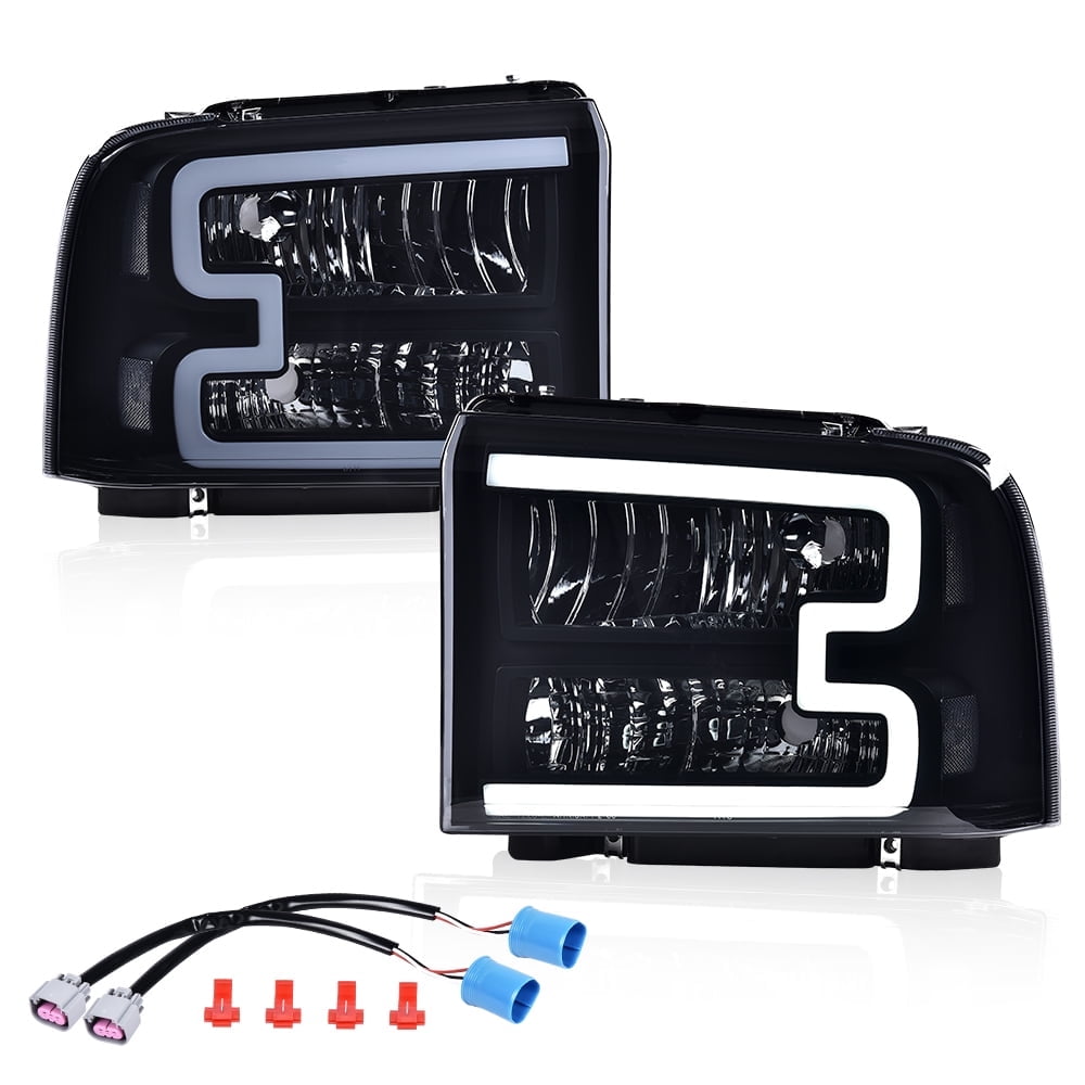 LED DRL BAR Headlights Assembly w/Wiring Fit for Ford F250 F350 F450 ...