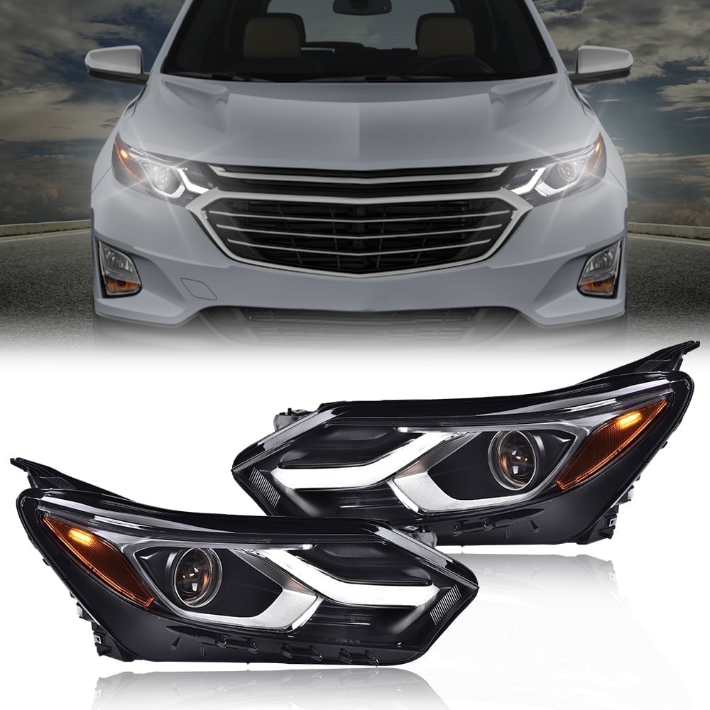 G-Plus LED DRL Headlights Assembly Fit for 2018-2020 Chevy Equinox w/Factory Halogen Bumper ...