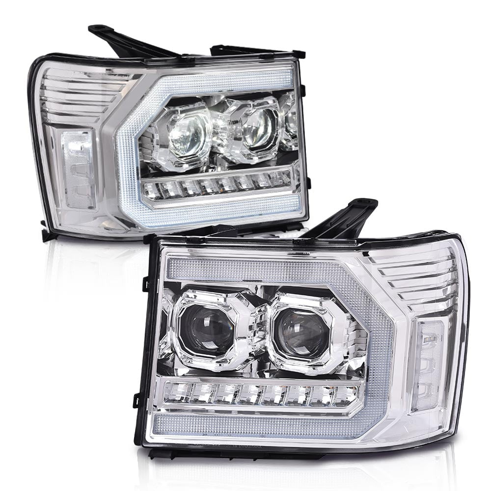 G-Plus LED DRL Headlights Fit for 2007-2013 GMC Sierra 1500/2007-2014 ...