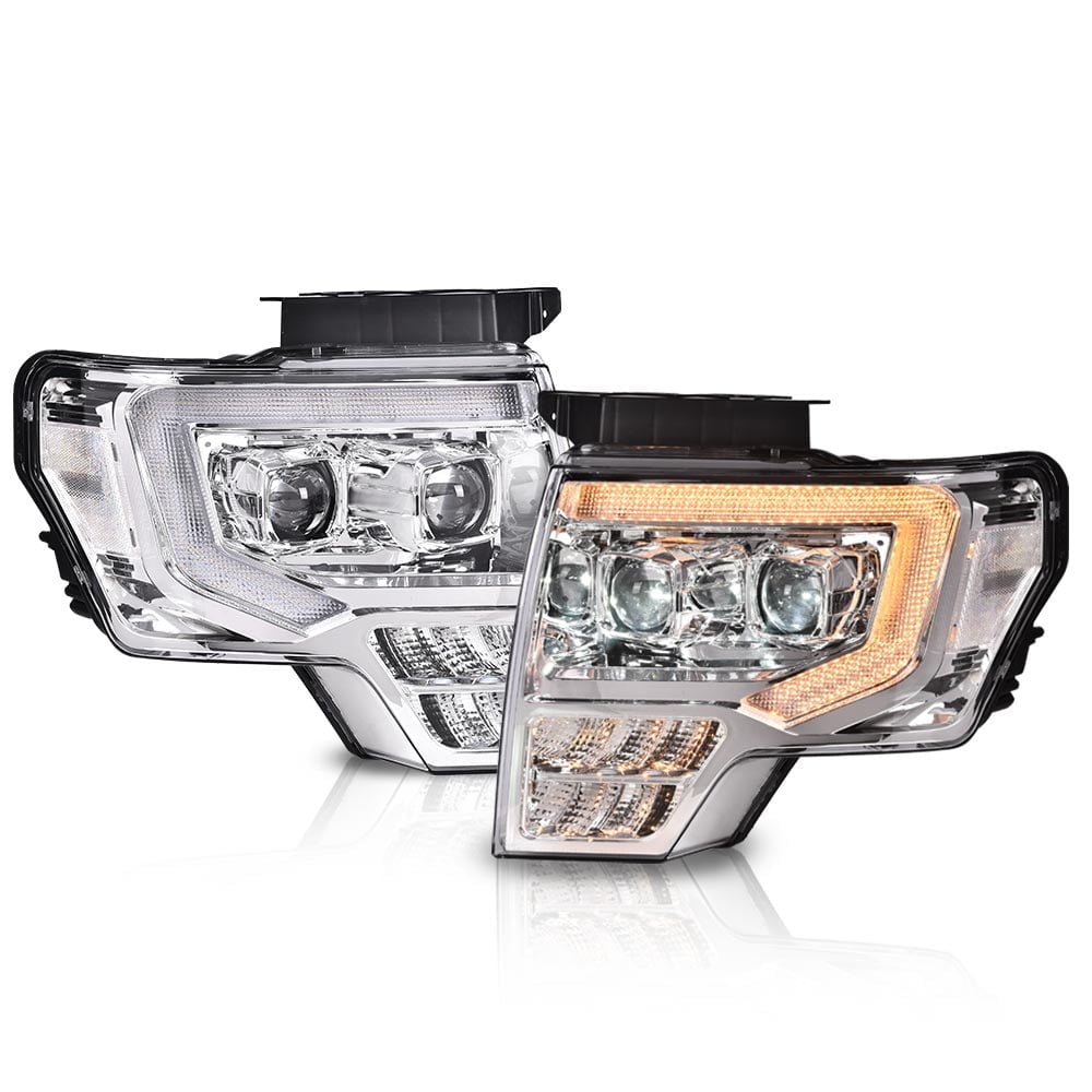 G-Plus LED Tube Dual Projector Headlights Fit for Ford F150 2009-2014 ...