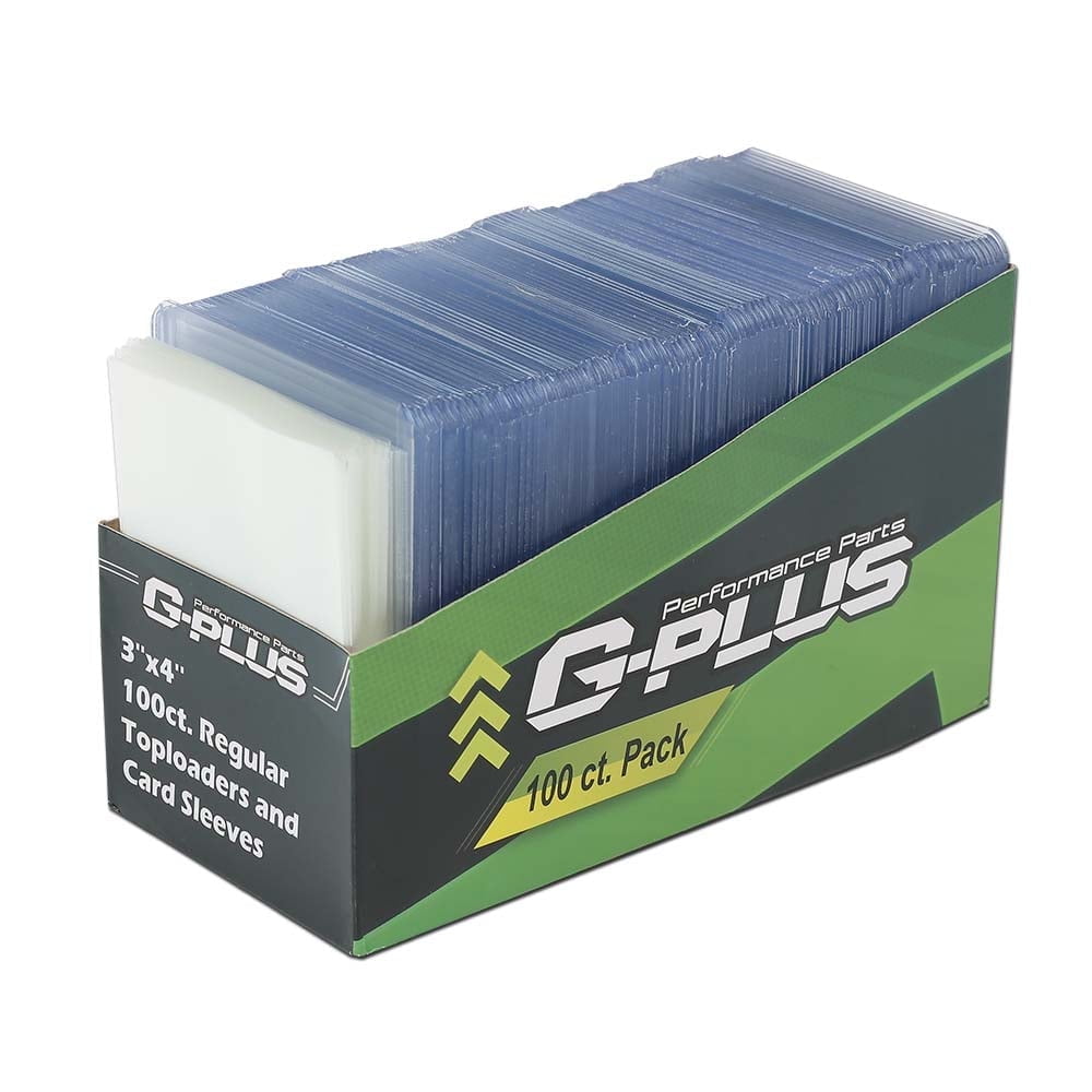 G-Plus Regular 3x4 Toploaders + 100 Soft Sleeves New Top loaders Clear ...