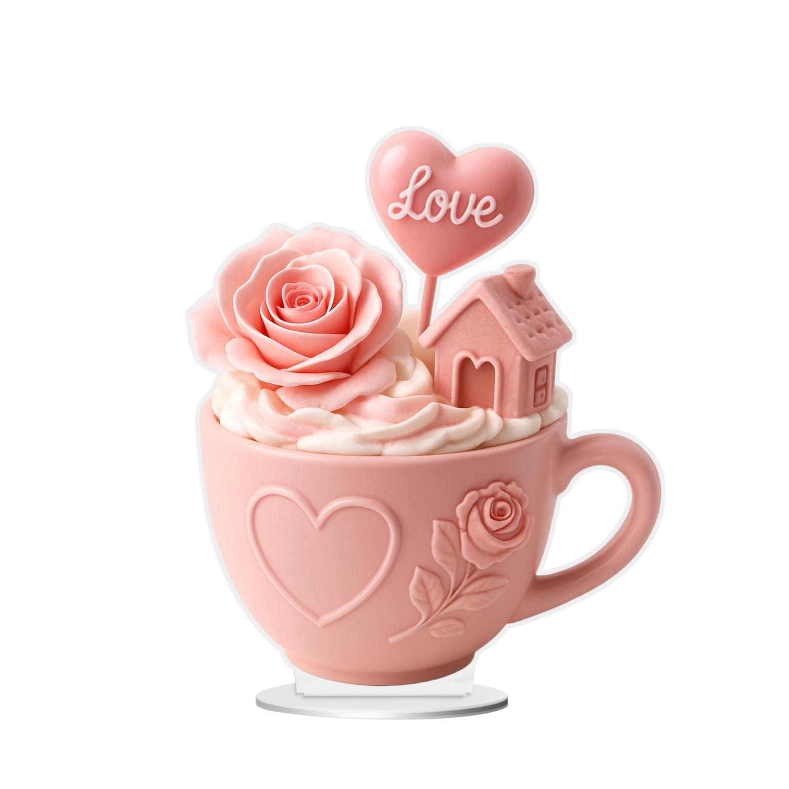 G Romantic Tea Cup Ornament With Acrylic Material And Heart Design ...