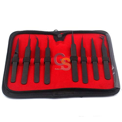 G.S SET OF 8 PIECES BLACK PRECISION NON-MAGNETIC ANTI-STATIC ESD ...