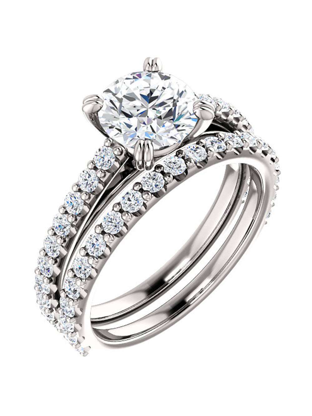 Diamond Trio Set His Her Matching Engagement Wedding Ring 10k White ...